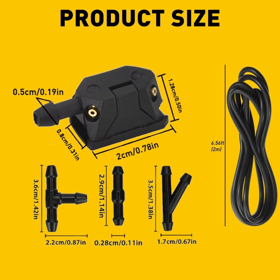 Car Windshield Sprayer Washer Wiper Spray Nozzle Jet 2m w/ Hose Tube ...