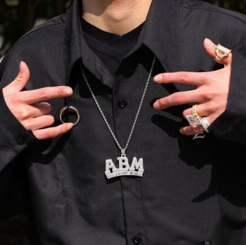 Cz Gold Silver Pendant, ABM Letters Hip Hop Pendant, Necklace Jewelry ...