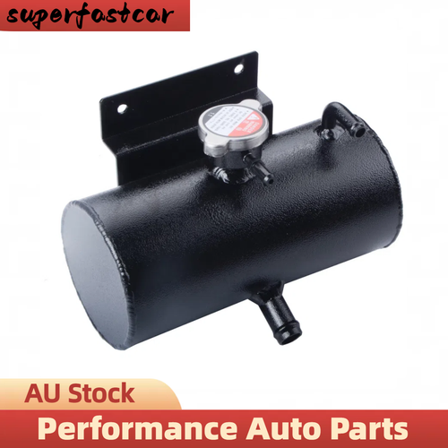 1.5L Universal Aluminum Header Tank Horizontal Round Coolant Overflow ...