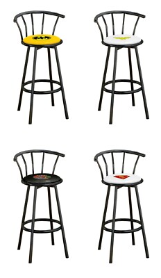 Bar Stool Superhero Theme 24" or 29" Tall Black Metal Finish Swivel ...