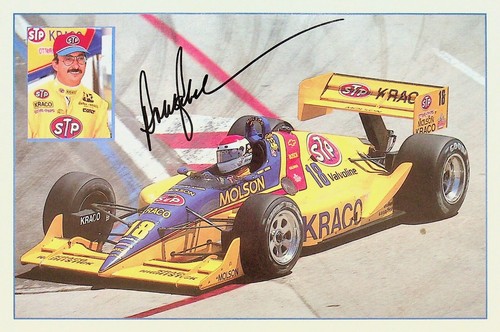 AUTOGRAPHED BOBBY RAHAL CART INDY RACING CAR STP 8 3/4" X 5 3/4"- E16-K ...