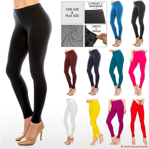 Womens Buttery Soft Premium Solid Color Leggings - One Size and Plus ...