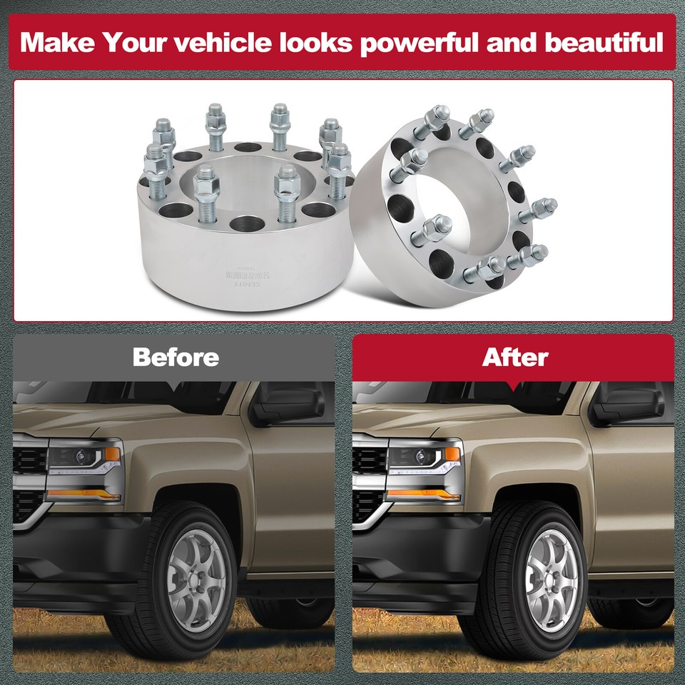 2 X 8x170 to 8x170 3 Inch 8 Lug Heavy Duty Wheel Spacers For F-250 ...