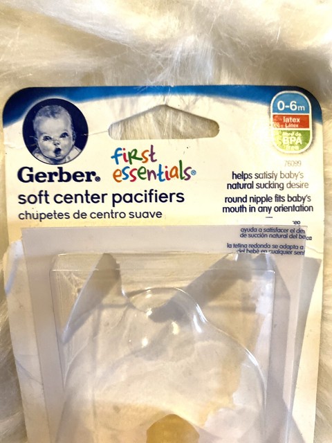 4 Gerber First Essentials Soft Center Latex Pacifiers 0m Helps Reduce ...