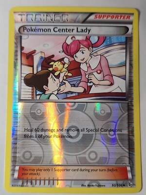 Pokemon Center Lady 93/106 XY Flashfire Reverse Pokemon Holo Foil Nice ...