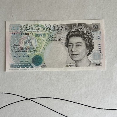 BANK OF ENGLAND FIVE POUND NOTE 1990-UNCIRCULATED-INK ERROR 4 NUMBERS ...
