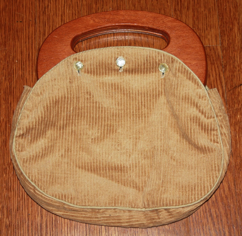 vintage Bermuda Bag Banner House Purse Wood Handle tan corduroy 3 ...