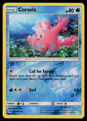 Pokemon Card - SM - Sun & Moon Corsola 36/149 Reverse Holo - NM | eBay