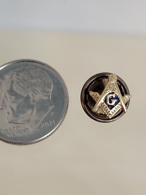 Vintage 10K Yellow Gold Masonic Mason Pin G compass Screw-back .2g ...