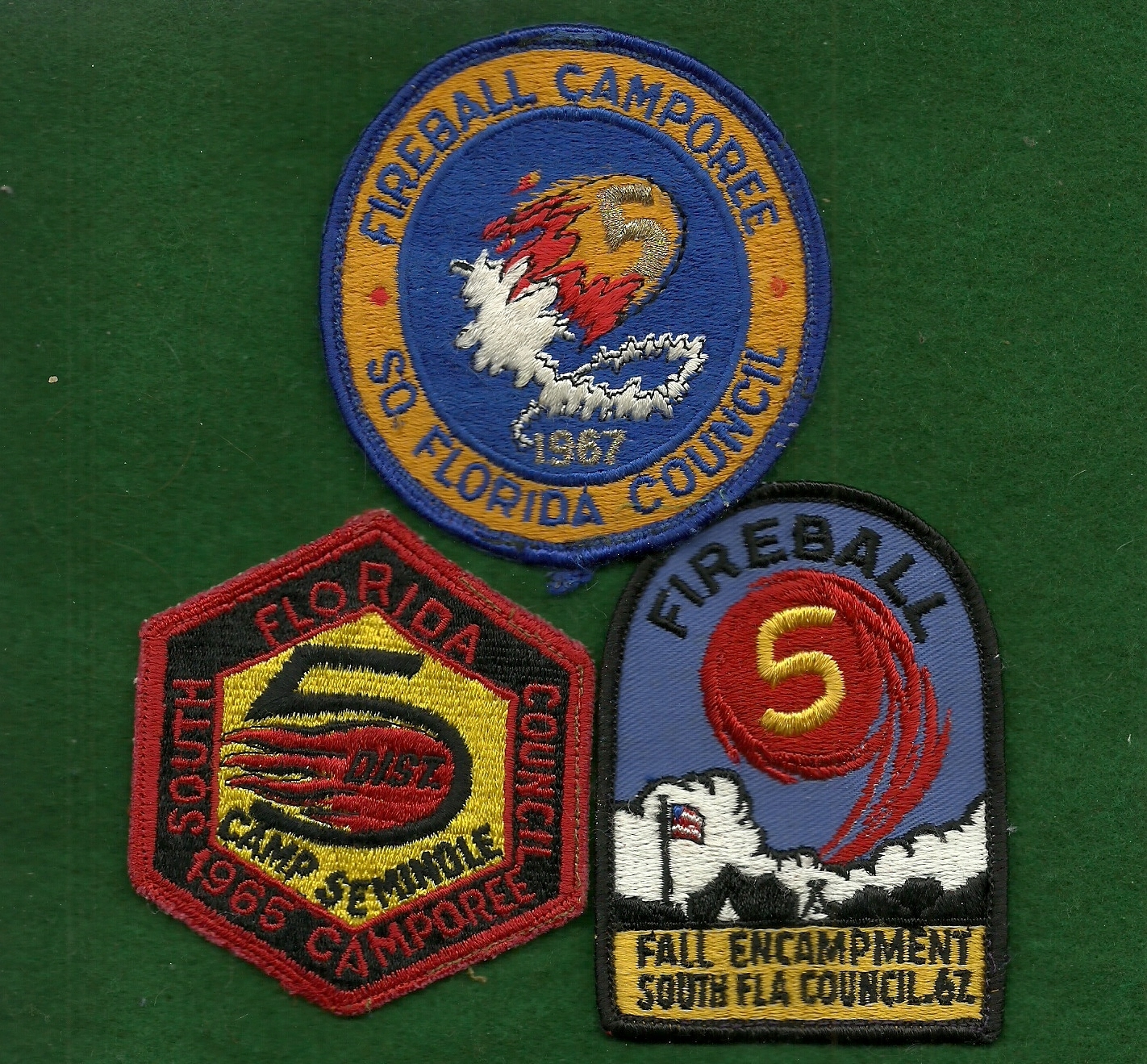 VINTAGE BOY SCOUT - THREE 1960's FIREBALL CAMPOREE PATCHES - SO ...