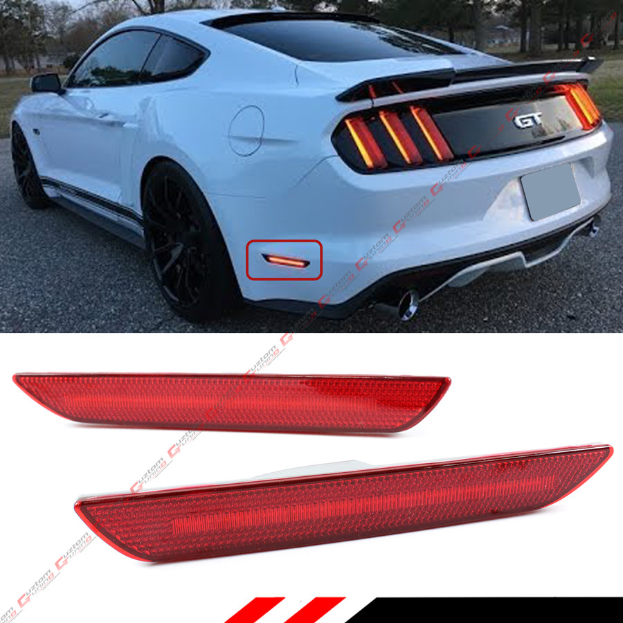 FOR 15-2022 FORD MUSTANG REAR BUMPER SIDE MARKER REFLECTOR LED STRIP ...