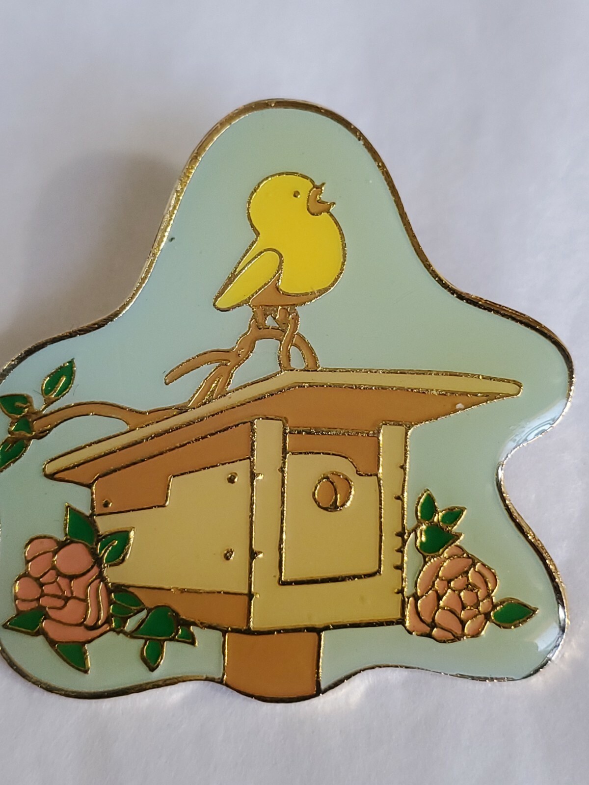 Yellow Bird Singing On Birdhouse Large Lapel Pin | eBay