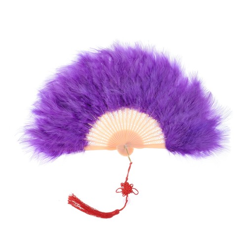 Feather Hand Fan Purple Vintage Folding Fan with Chinese Knots | eBay