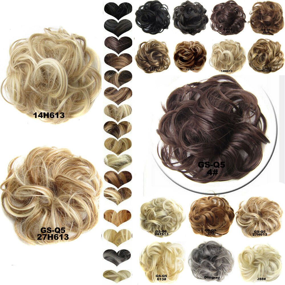 Real Natural Curly Messy Bun Hair Piece Scrunchie Hair Extensions as ...