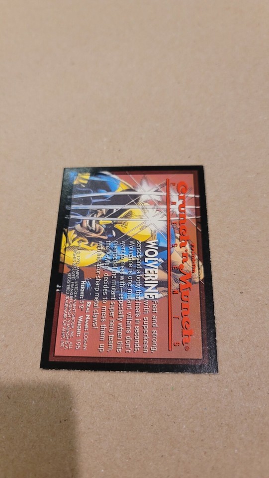 1993 Marvel Comics Franklin Crunch ‘N Munch Trading Card Wolverine | eBay