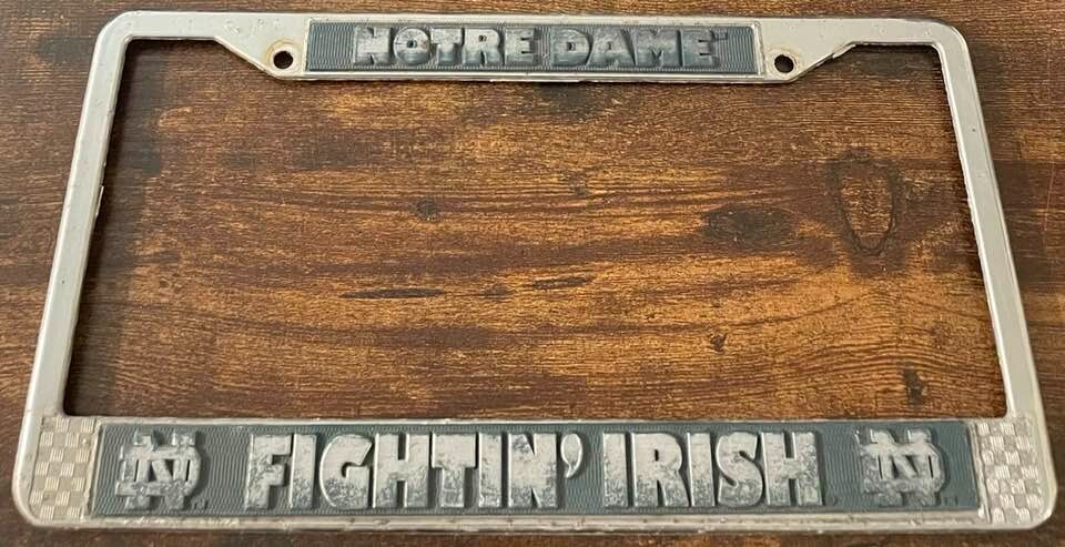 Vintage Notre Dame University Fightin Irish License Plate Frame Indiana ...