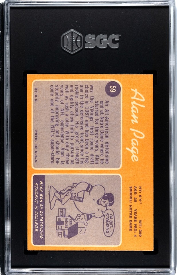 Alan Page 1970 Topps Rookie Card (RC) #59- SGC Graded 6.5 EX-NM+ | eBay