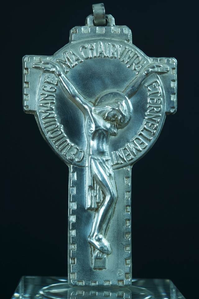 Gorgeous Modernist Religious Bronze Silver Pectoral Cross Crucifix ...