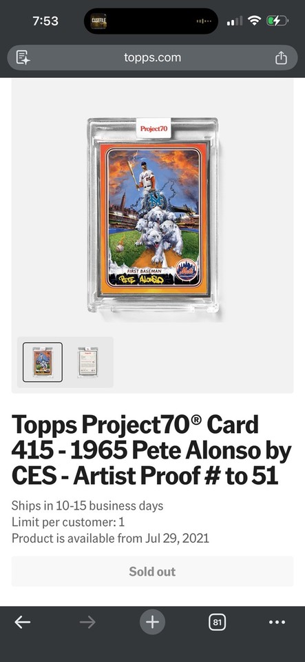 Topps Project70® Card #415 - 1965 PETE ALONSO - by CES - Artist Proof ...