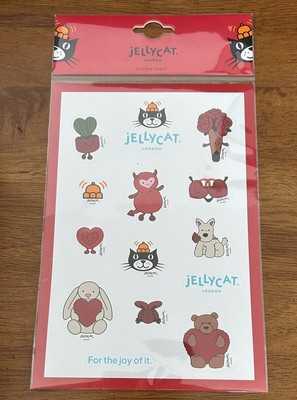 New Jellycat Official Red Hearts Love Cute Sticker Sheet Amuseables ...
