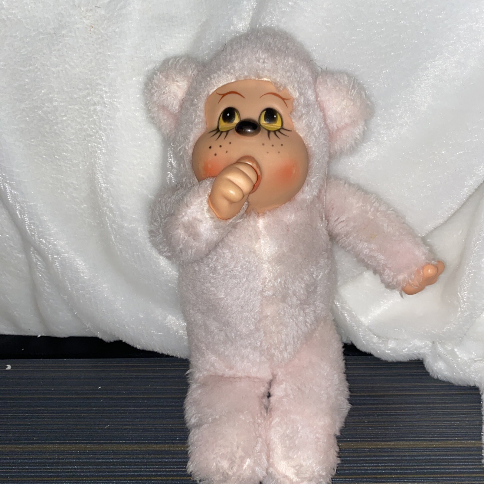 Vintage Monchichi Bear Monkey 12" Stuffed Animal Yellow Plush Doll Nog ...
