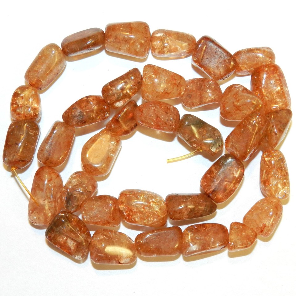 NG2934 Coppery Brown Medium 7mm - 13mm Nugget Ice Flake Quartz Gemstone ...