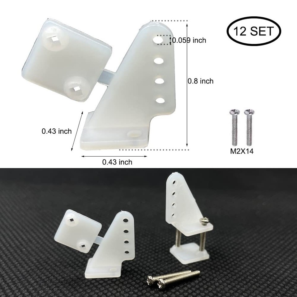 12Sets Nylon Control Horns 4 Holes Positions L11×W11×H20mm for RC ...