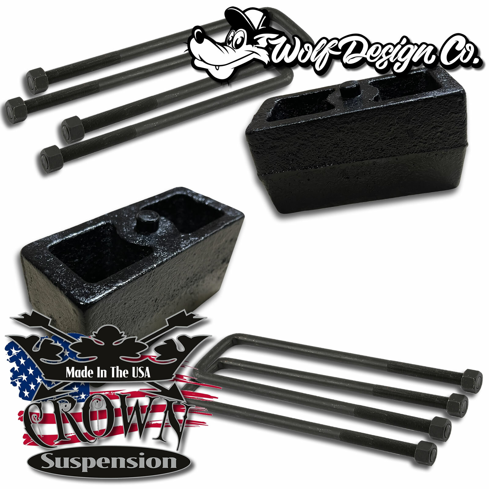 1500HD 2500HD 3500HD 3" Rear Lift Block Kit Steel Blocks UBolts UBolt 8 ...