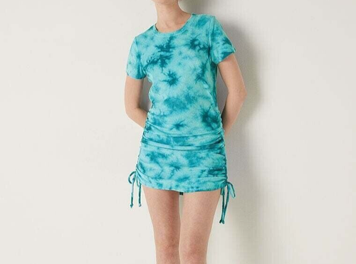 NWT Victoria’s Secret Womens Pink Terry Ruched Dress Tie Dye VS Size M ...