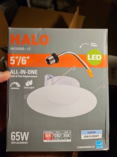 HALO 5-6 in. 5000K Integrated LED White Recessed Ceiling Light Retrofit ...
