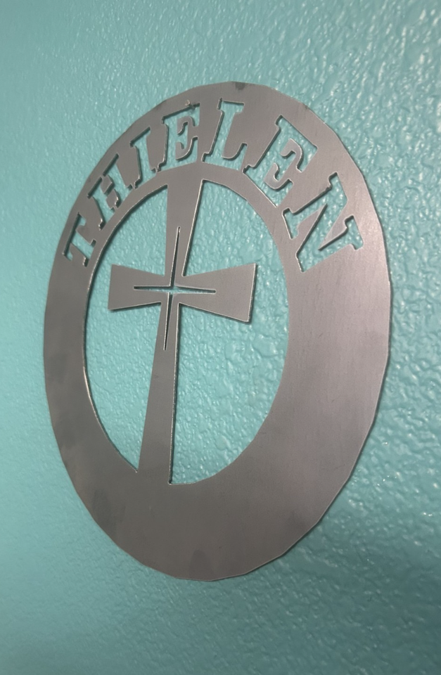 05-CNC plasma cut round metal cross personalized , sign, hanging ...