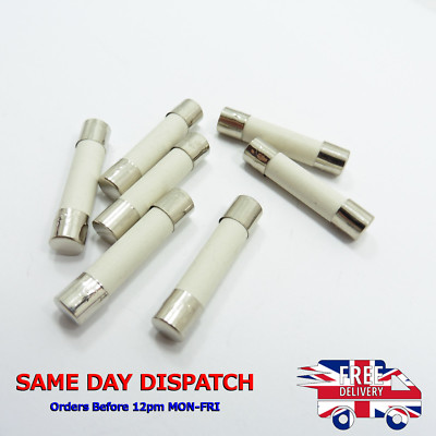 6mm x 30mm Ceramic Fast Blow Fuses 0.75A-30A Amperage 250V AC Quick ...