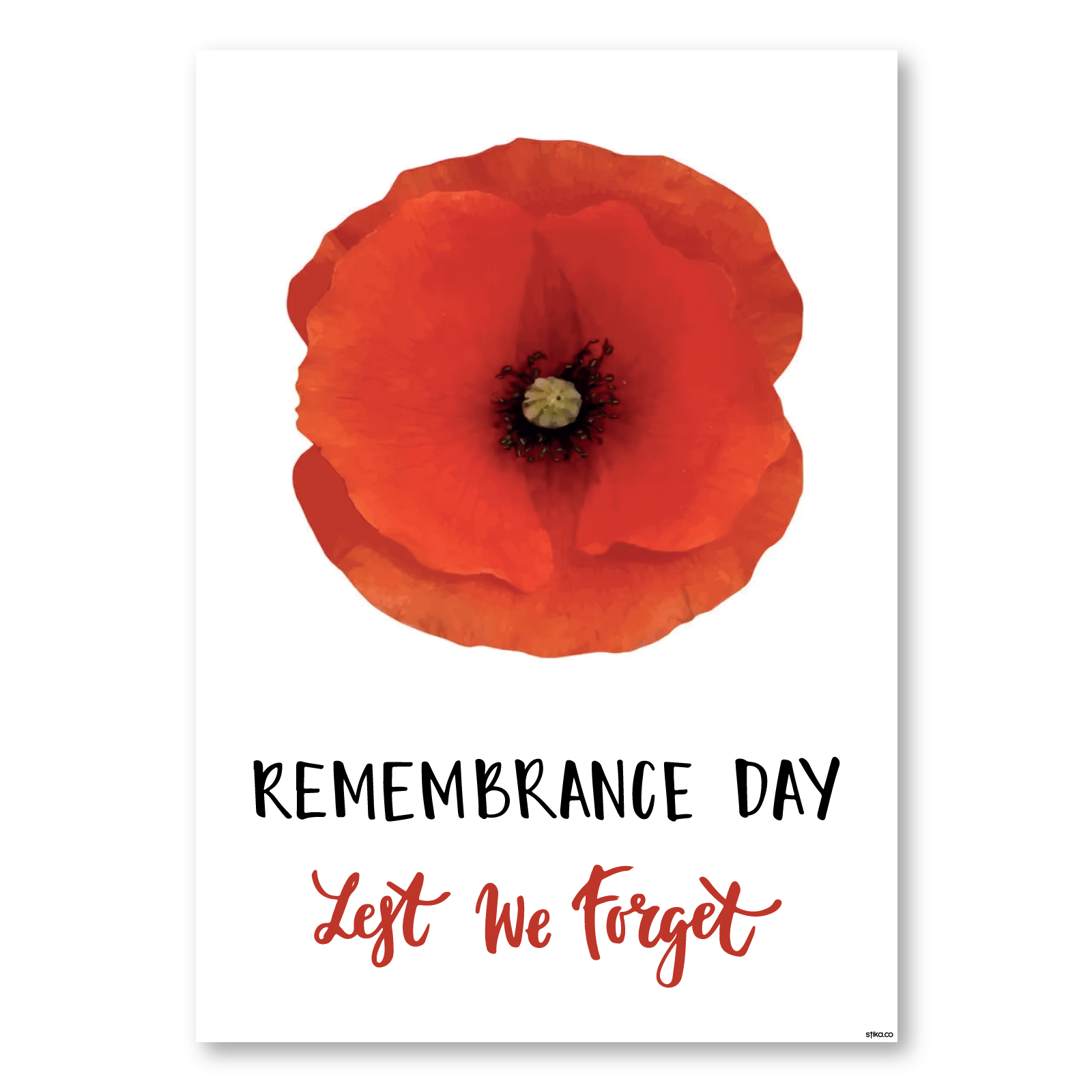 A1, A2, A3 Red Poppy Remembrance Day, Lest We Forget Rigid Plastic Sign ...