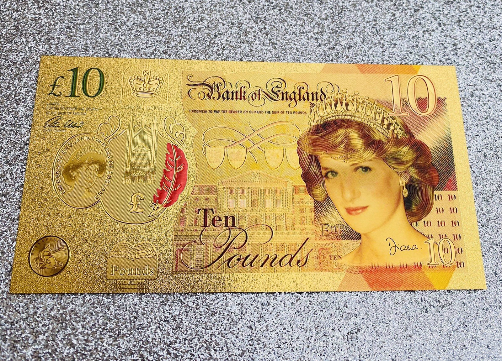 Ten Pound Princess Diana Note Gold Foiled Banknote - Last Rose Of ...