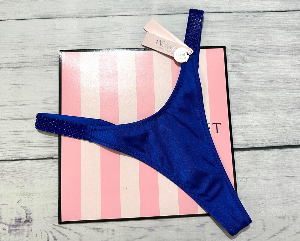 Victoria's Secret Shine Strap SWIM RHINESTONE THONG BIKINI BOTTOM | eBay