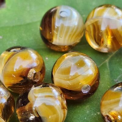 Set of 9 Traditional German Vintage Glass Porphyr Beads 8mm DIY Jewelry ...