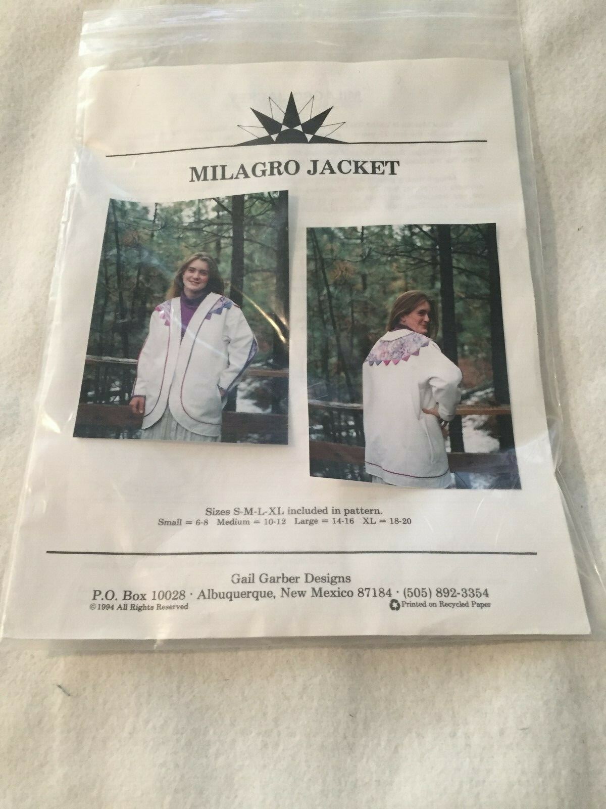Milagro Jacket pattern by Gail Garber Designs-sizes S-M-L-XL-uncut ...