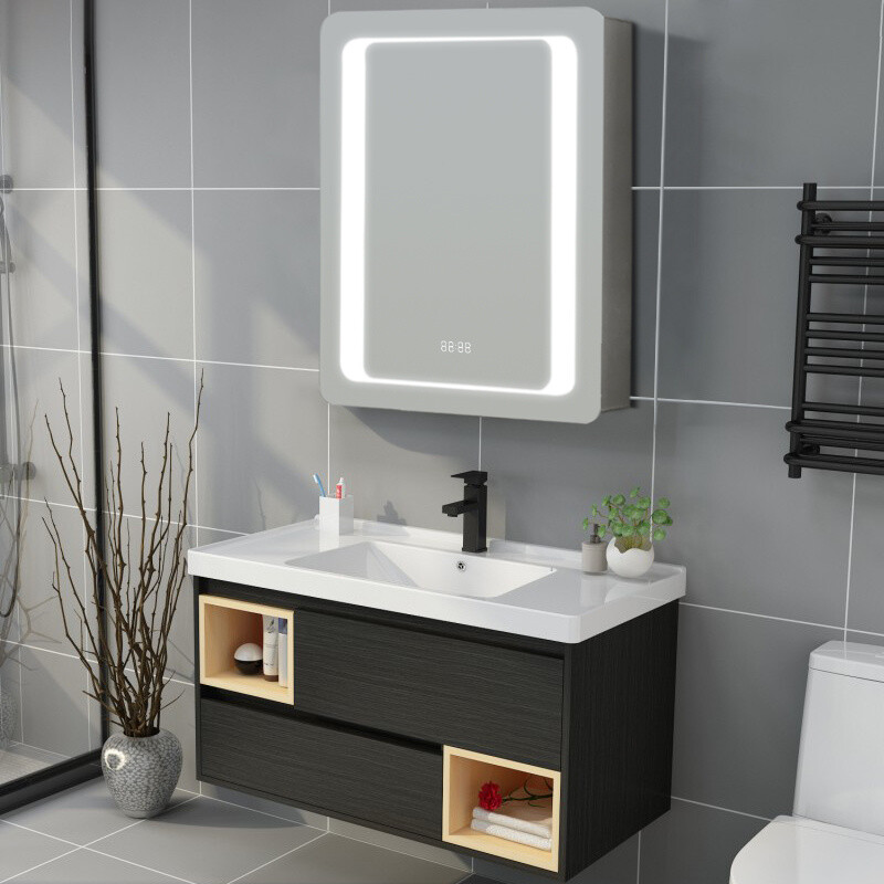 Rounded Corner Bathroom LED Lighted Mirror Cabinet Wall Shelf with ...