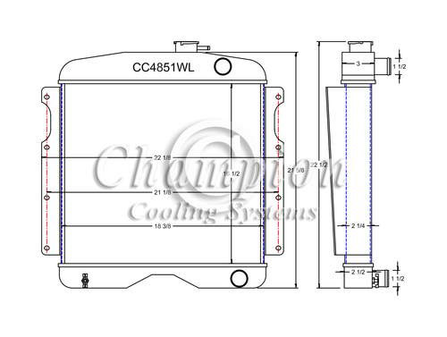 MN Champion 3 Row Radiator W/ 16" Fan and Shroud for 1948 - 1951 Jeep ...