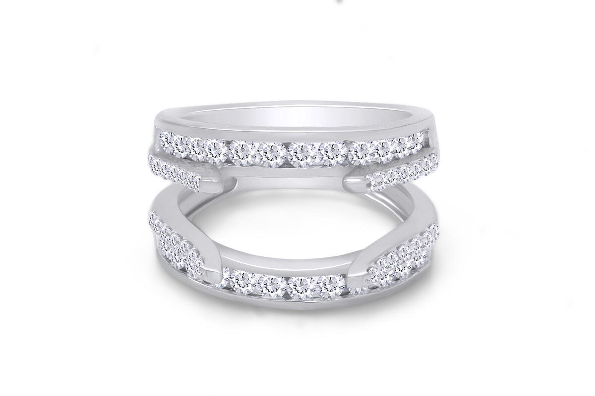1/2Ct Solitaire Ring Guard Set Round Simulated Diamond Solid Sterling ...