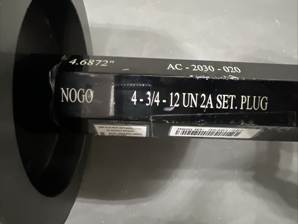 Tru-Thread 4-3/4" 12 UN 2A SET THREAD PLUG GAGE NOGO 4.6872" | eBay