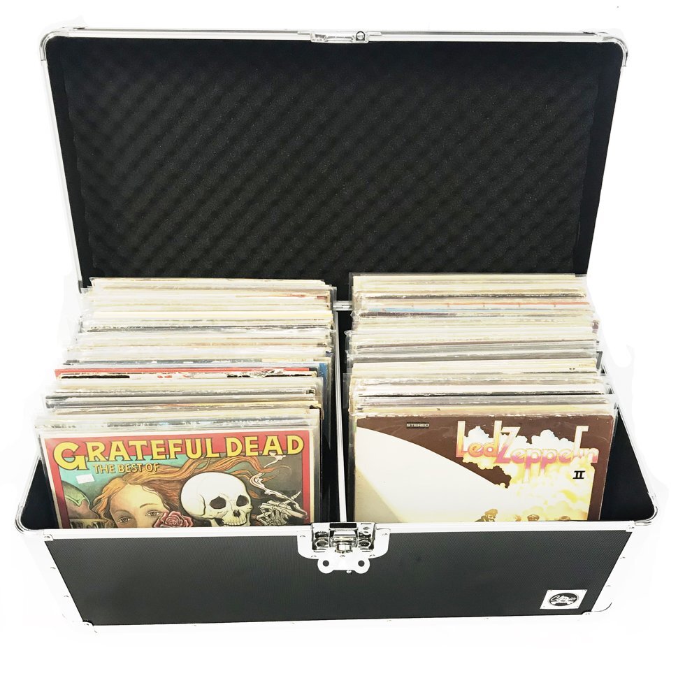 Vinyl Record Album Storage Box Case Aluminum Lp Crate Holds 150 Records ...