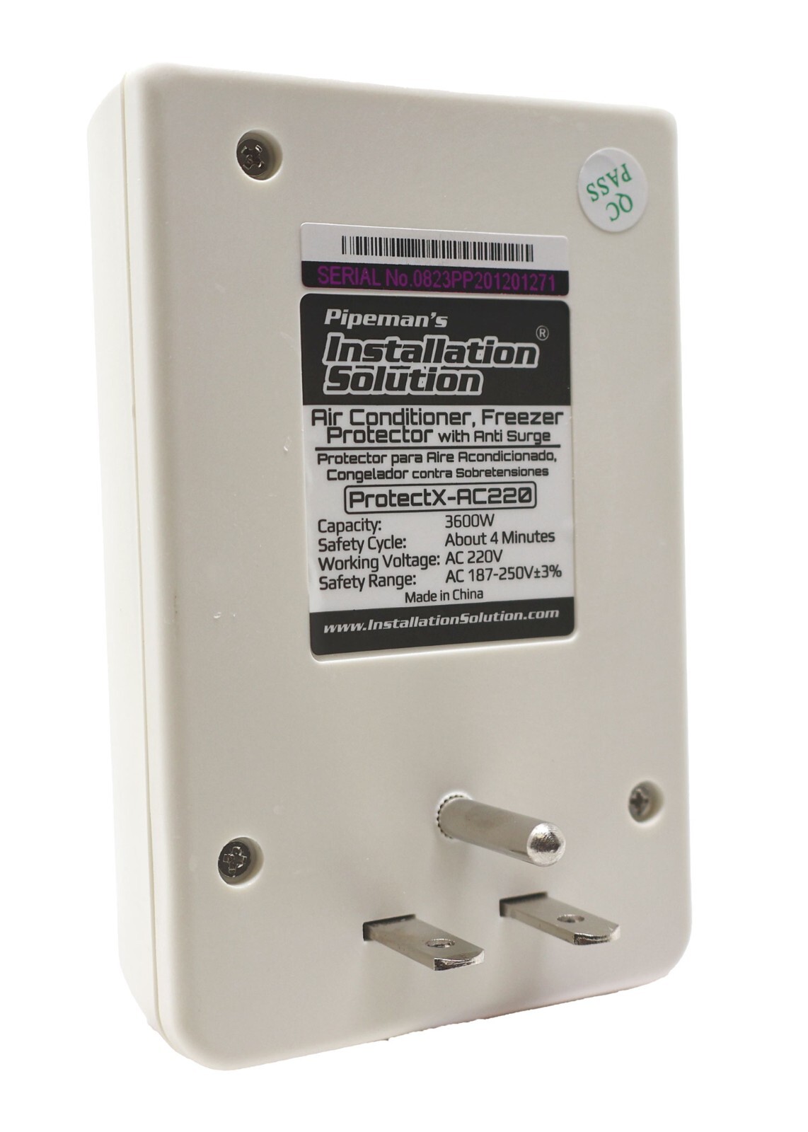 Pipeman's Installation Solution PROTECTX-AC220 1-Outlet Surge Brownout ...