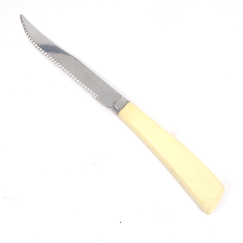 Quikut Quikkle Steak Knives Serrated Cream Handle Vtg Ginsu Stainless ...