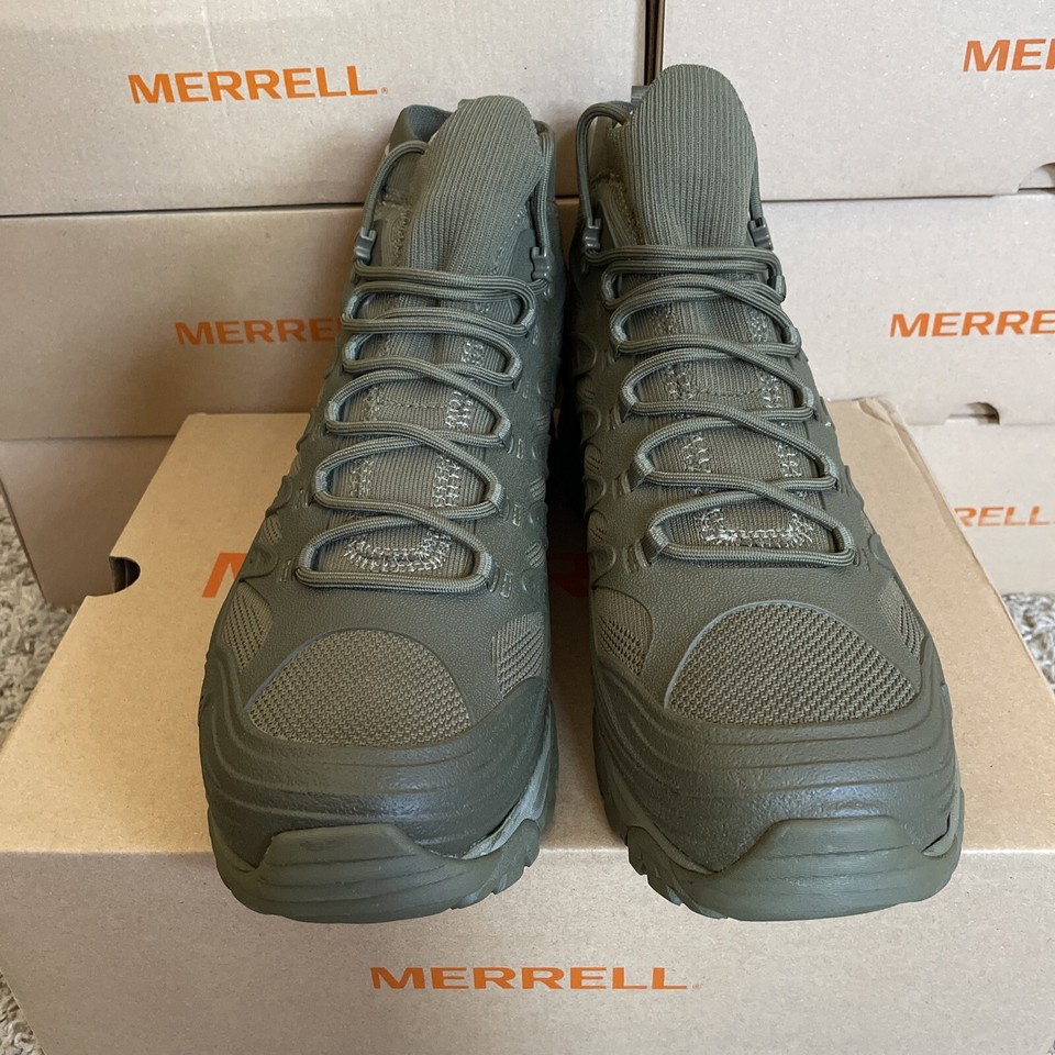 Merrell Men's Moab Velocity Mid Olive Green Size 14 Waterproof Tactical ...