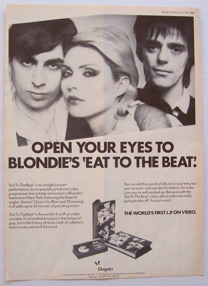BLONDIE 1980 vintage POSTER ADVERT EAT TO THE BEAT VIDEO ALBUM Debbie ...