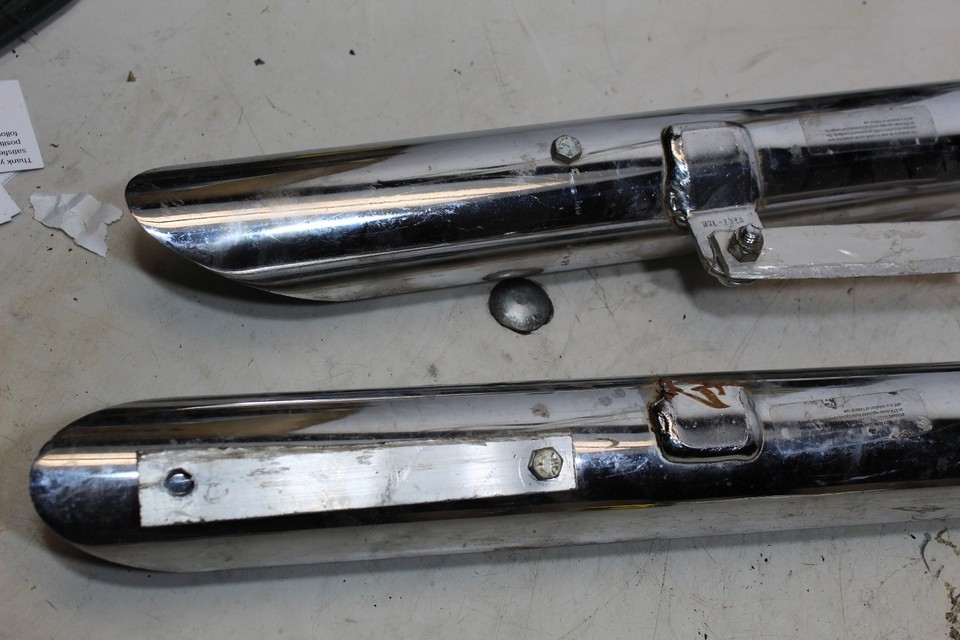 70-84 Harley Shovelhead FX? Chrome Drag Pipe Set 2.25" Muffler Chopper ...