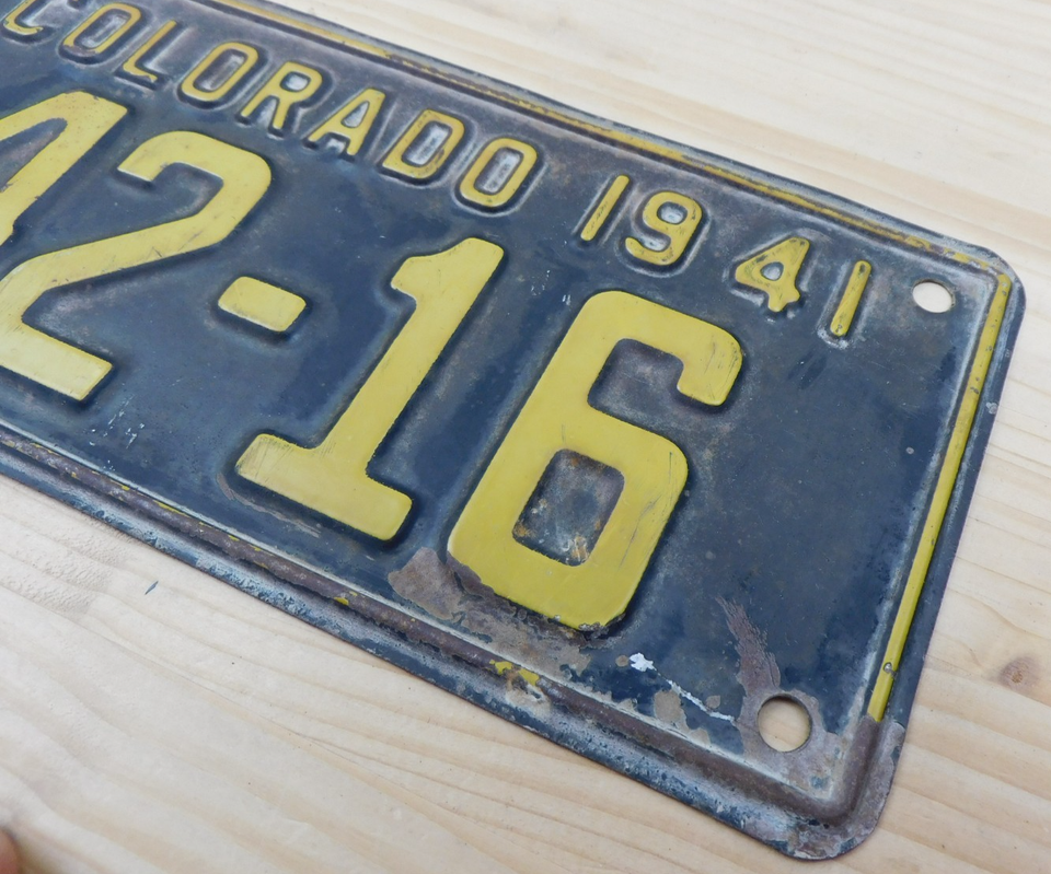 Vintage 1941 Colorado Motorcycle License Plate # 42-16 Moffat County | eBay