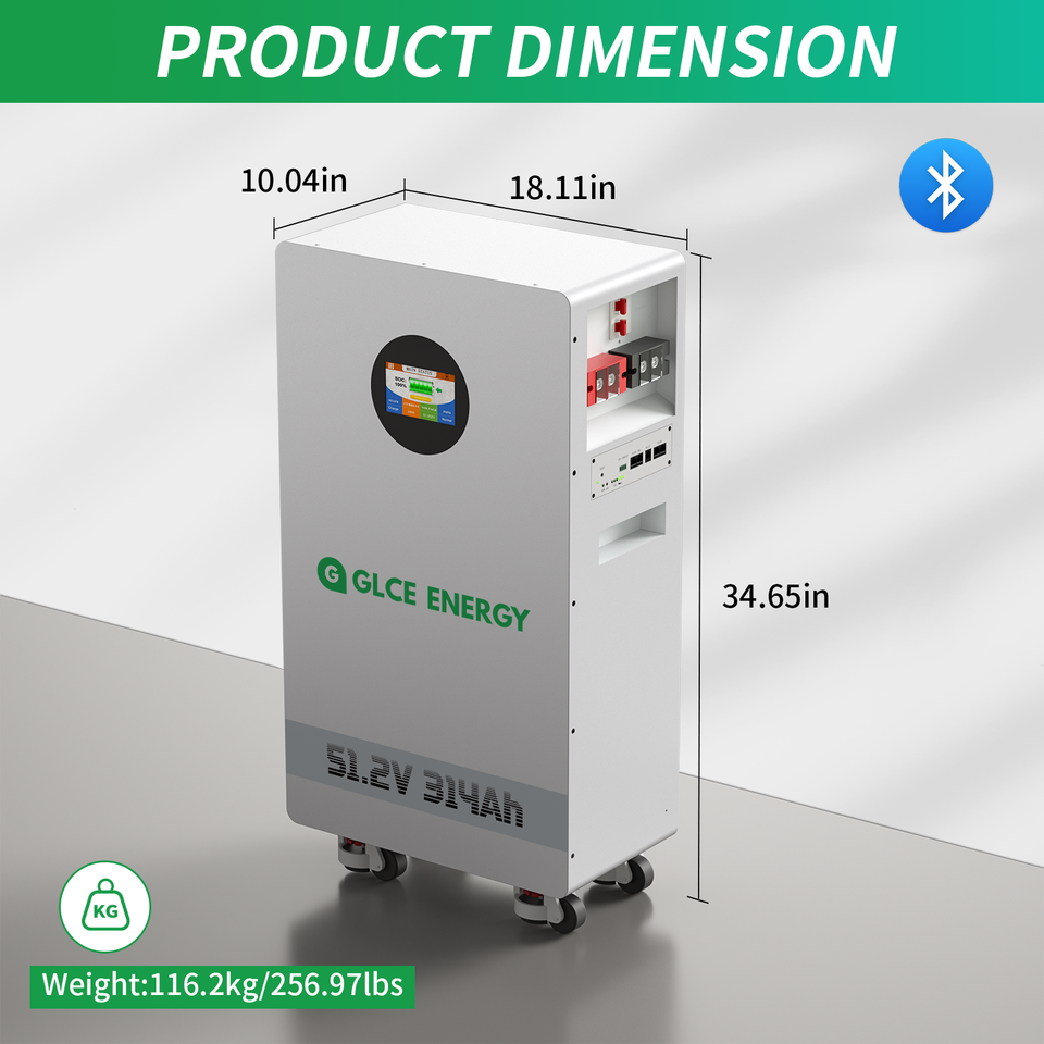 GLCE ENERGY 16.07kWh 48V 314AH LiFePO4 Battery Vertical Standing Solar ...