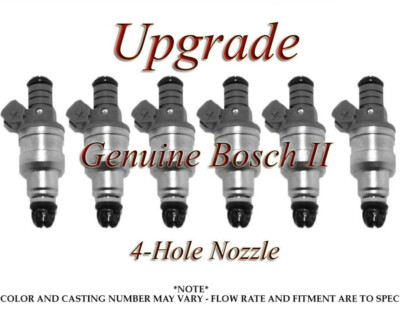 BOSCH UPGRADE FUEL INJECTOR SET 4-HOLE NOZZLE FLOW MATCHED (6) 85-97 ...